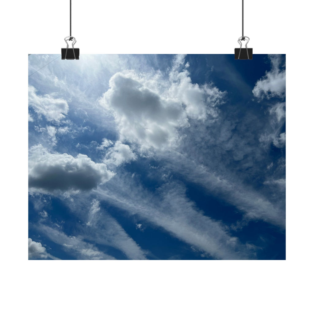 Dramatic Cloudscape Matte Horizontal Poster | Blue Sky Clouds Wall Art ...